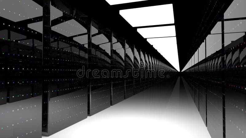 Server Room Data Center. 3d Render Stock Illustration - Illustration of ...