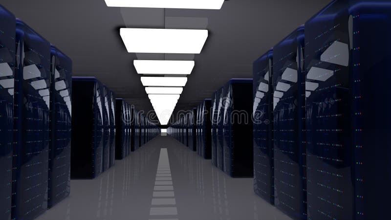 Server Room Data Center. 3d Render Stock Illustration - Illustration of ...