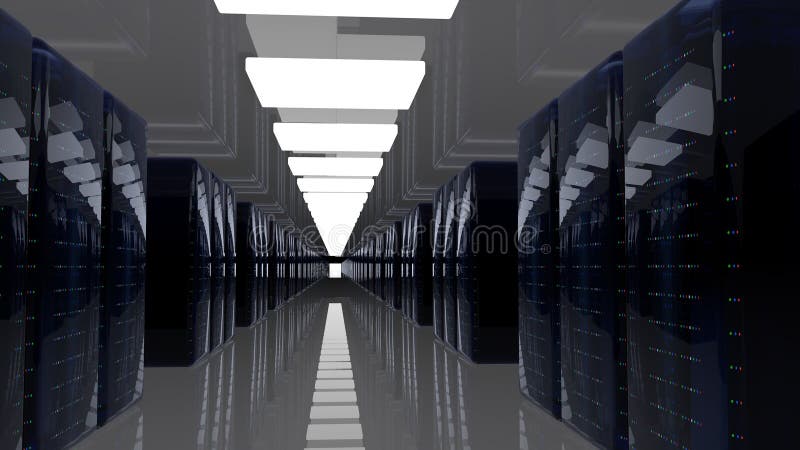 Server Room Data Center. 3d Render Stock Illustration - Illustration of ...