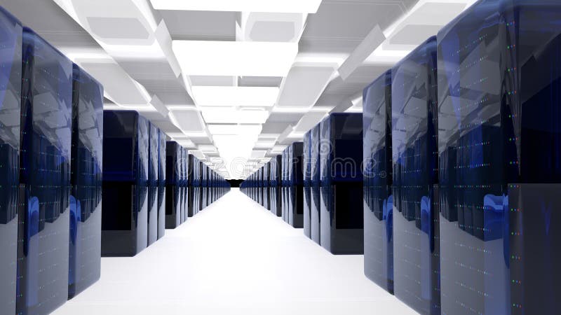 Server Room Data Center. 3d Render Stock Illustration - Illustration of ...
