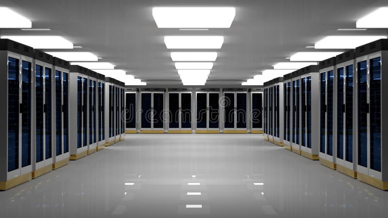 Server Room Data Center. 3D Rendering Stock Illustration - Illustration ...