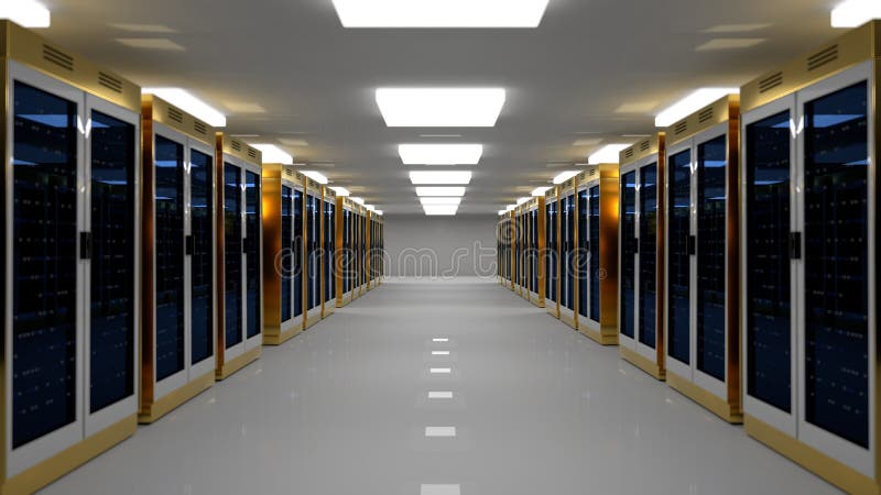 Server Room Data Center. 3D Rendering Stock Illustration - Illustration ...