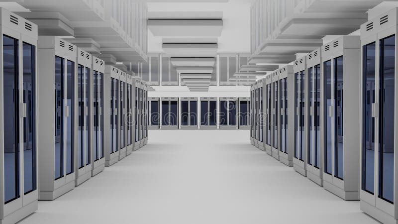 Server Room Data Center. 3D Rendering Stock Illustration - Illustration ...