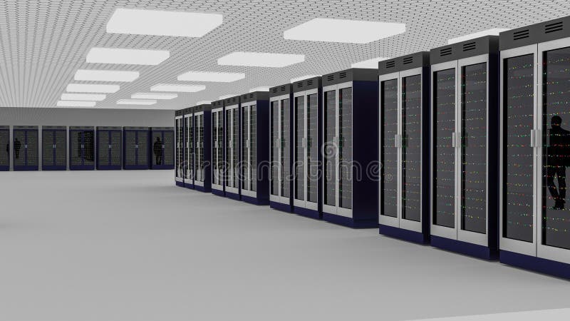 Server Room Data Center. 3D Rendering Stock Illustration - Illustration ...