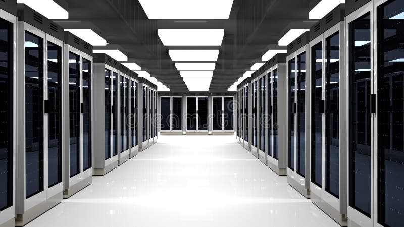 Server Room Data Center. 3D Rendering Stock Illustration - Illustration ...