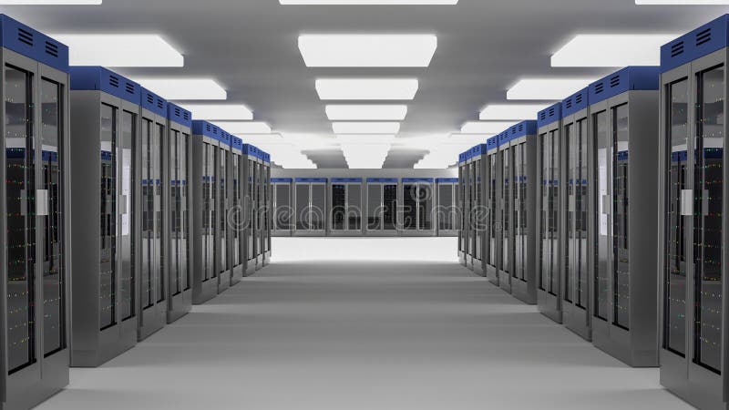 Server Room Data Center. 3D Rendering Stock Illustration - Illustration ...