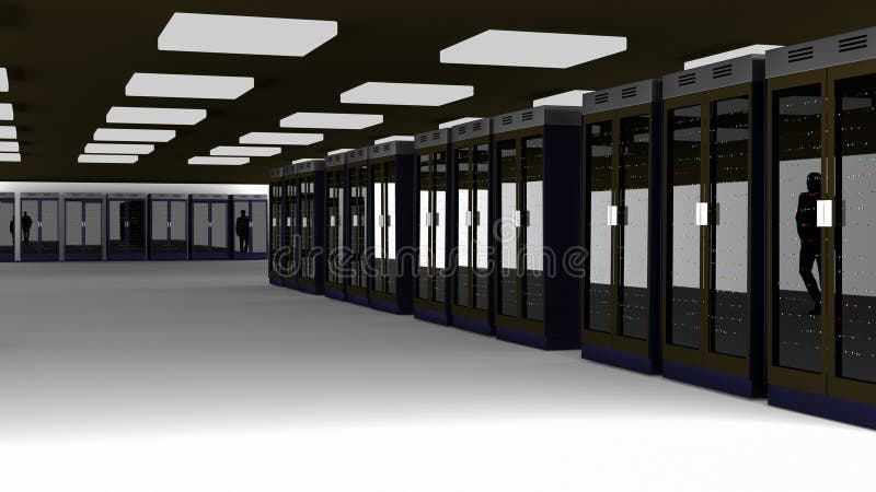 Server Room Data Center. 3D Rendering Stock Illustration - Illustration ...