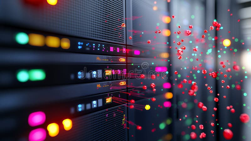 Server Room with Data Center and Digital Futuristic Light Effects Stock ...