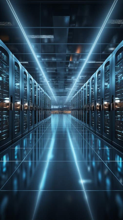 Server Room in Data Center Full of Telecommunication Equipment Concept ...