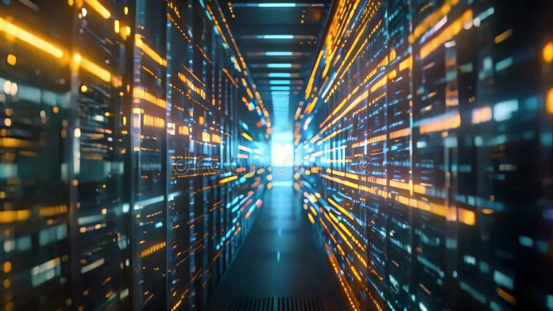 Server Room Data Center. Futuristic Cyber Infrastructure Stock Video ...