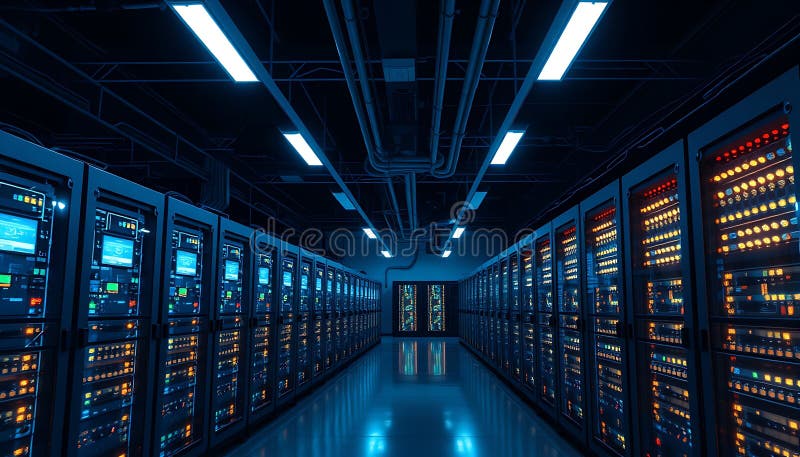 Server Room Data Center Interior, Technology Infrastructure and Digital ...