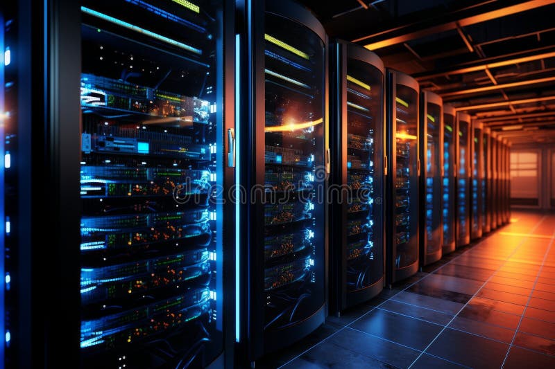 Server Room Data Center. Internet and Technology Concept Stock Image ...