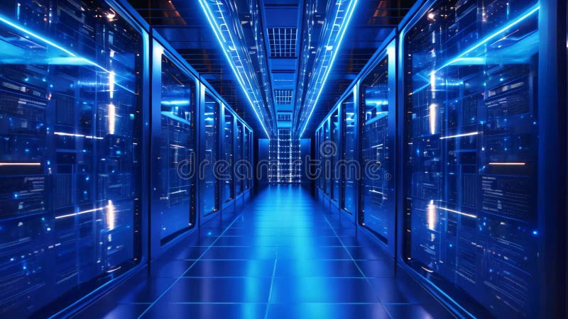 Server Room Data Center. Internet and Technology Concept. 3D Rendering ...