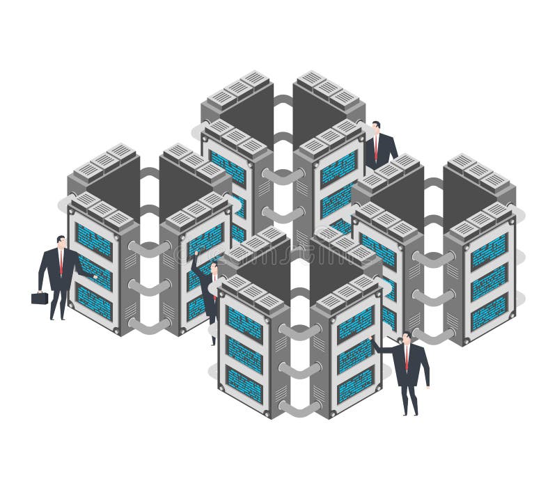 Server Room. Data Center Isometric Style. Internet Industry Stock ...