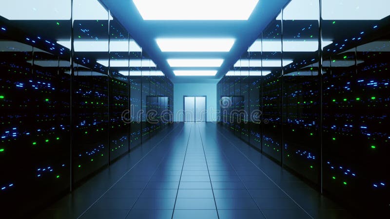 Server Room of a Data Center or ISP Stock Video - Video of glass ...