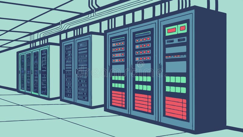 Server Room, Data Center and Network Infrastructure Vector Design ...