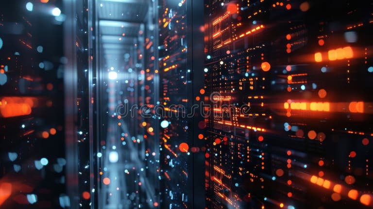 Server Room Data Center Processing Big Data and Information Technology ...