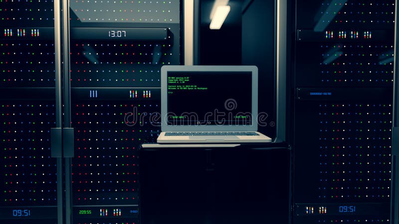 Server Room Data Center. Rackmount LED Console. Backup, Mining, Hosting ...