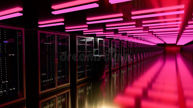 Rackmount LED Console in Server Room Data Center Stock Illustration ...