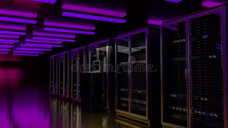 Rackmount LED Console in Server Room Data Center Stock Illustration ...