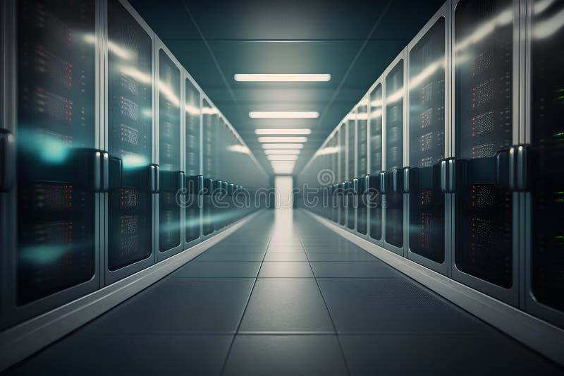 Server Room Data Center with Rows of Server Racks. 3d Render Stock ...