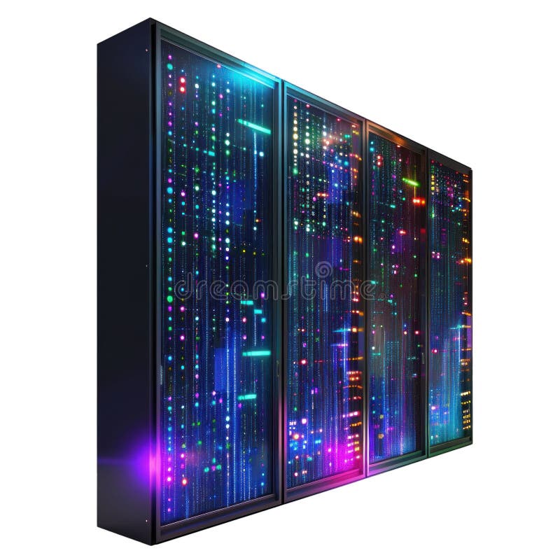 Server Room Data Center Showing Digital Information Flowing 3d Render ...