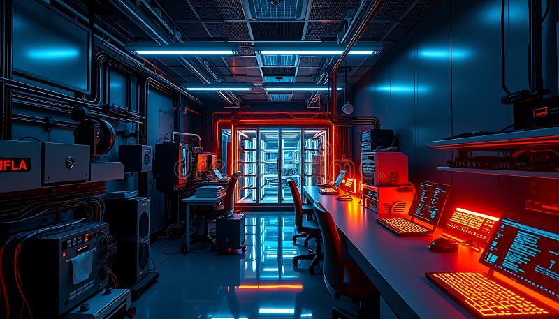 Server Room Data Center Technology Infrastructure Computing Generative ...