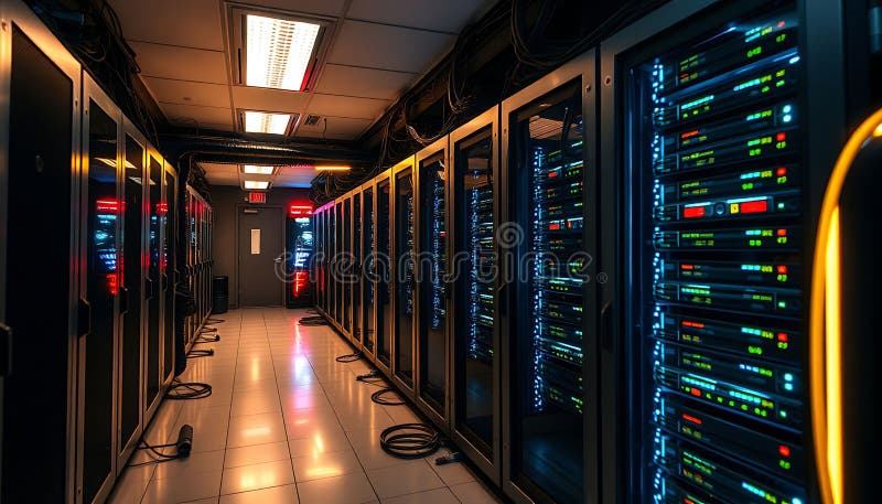 Server Room Data Center, Technology Infrastructure and Network System, Stock Photo, Generative ...