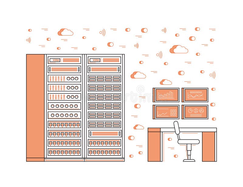 Server Room and Data Center Stock Vector - Illustration of hosting ...