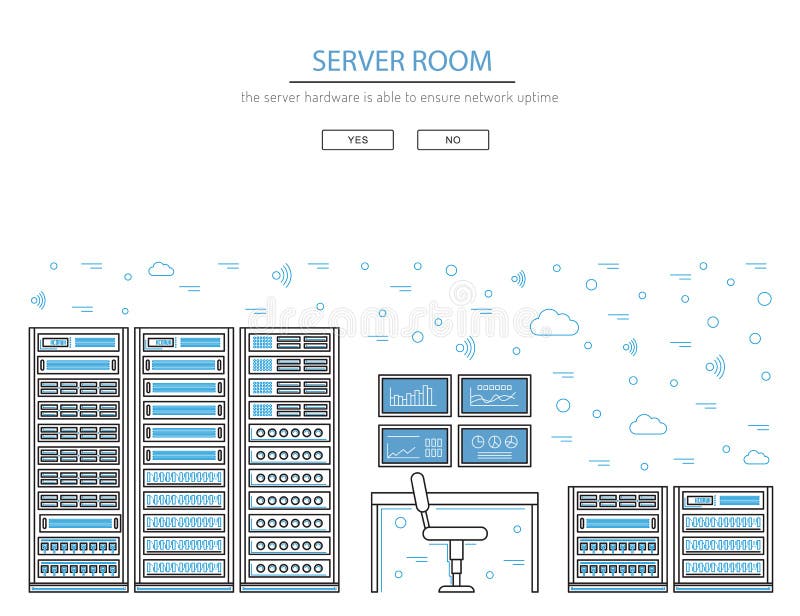 Server Room and Data Center Stock Vector - Illustration of computing ...
