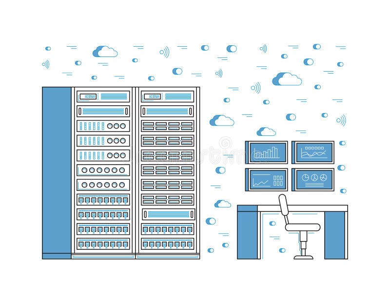 Server Room and Data Center Stock Vector - Illustration of ...