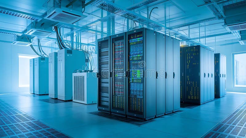 Server Room with Data Racks and Cooling System, Stock Photo - Image of ...