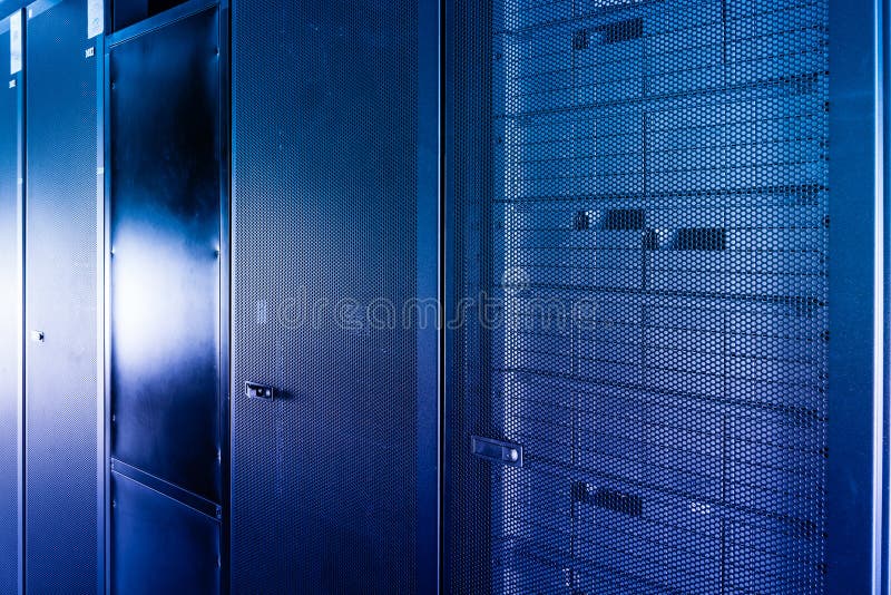 Server Room with Data Storage Hardware Stock Image - Image of blue ...
