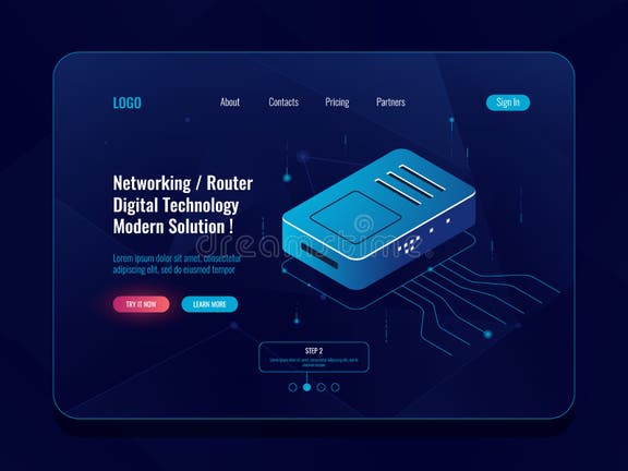 Server Room, Data Transfer Concept Isometric, Router Internet Splitter ...