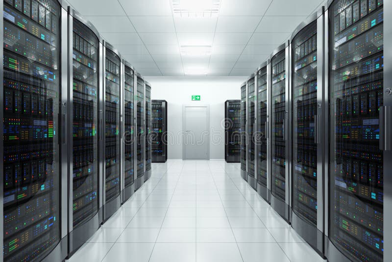 Server room in datacenter stock illustration. Illustration of object ...