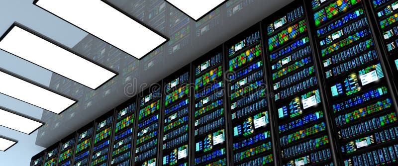 Server Room in Datacenter, Room Equipped with Data Servers. Stock ...