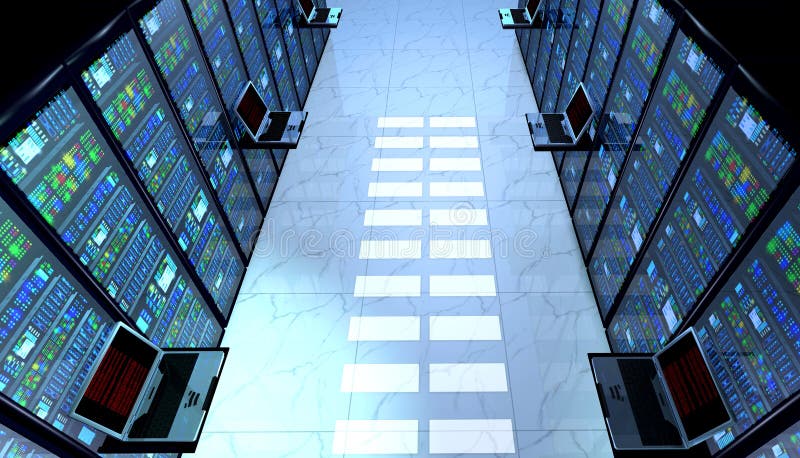 Server Room in Datacenter, Room Equipped with Data Servers. Stock Photo ...