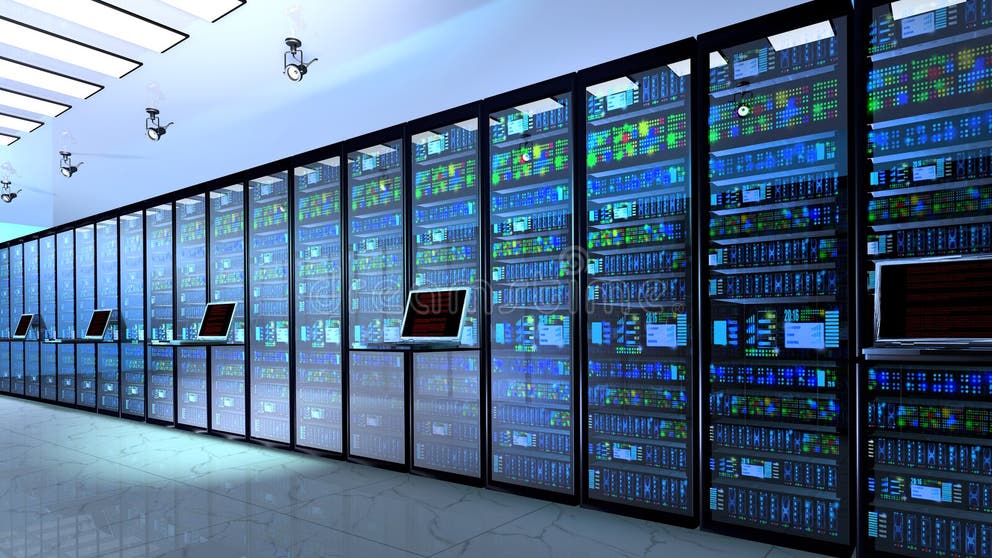 Server Room in Datacenter, Room Equipped with Data Servers. Stock Image ...