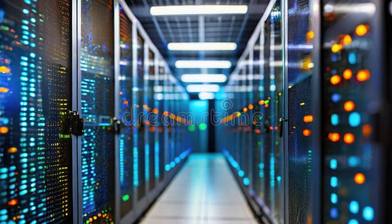 In a Server Room: Digital Data in Cyberspace. Generated with AI Stock ...