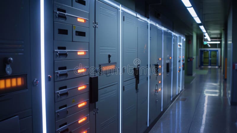 Server Room with Electrical Panels Stock Photo - Image of network ...