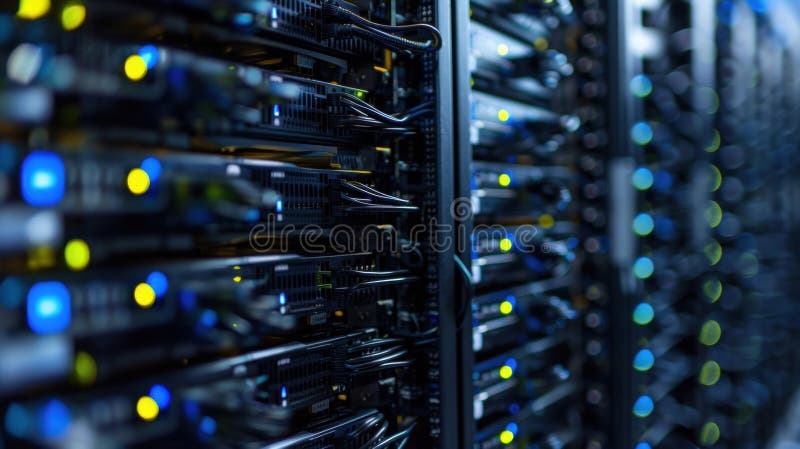 Server Room Equipment Blinking Lights in Data Center Stock Image ...
