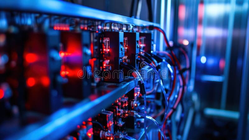 Server Room Equipment Blinking with Red Lights in Data Center Stock ...