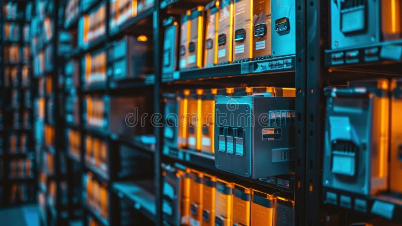 Server Room Equipment Blinking and Storing Digital Information Stock ...