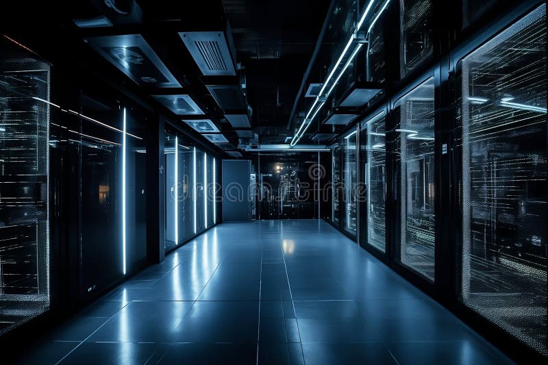 Server Room in a Factory. Generative AI. Stock Illustration ...