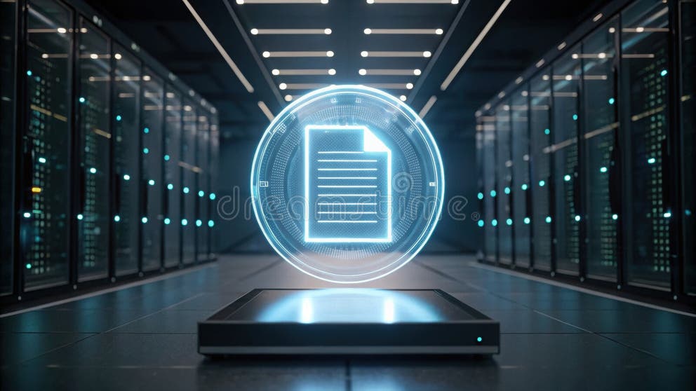 Server Room Featuring a Glowing Server Icon As a Representation of ...