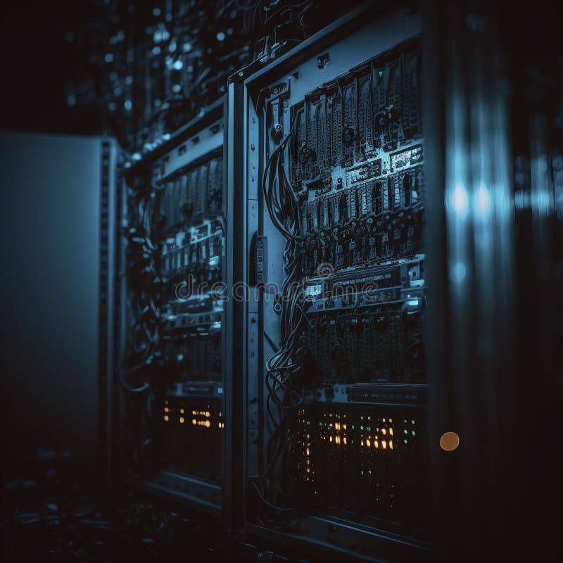 A Server Room, Filled with Computer Monitors Displaying Complex Algorithms and Data Streams ...