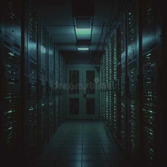 A Server Room, Filled with Computer Monitors Displaying Complex Algorithms and Data Streams ...