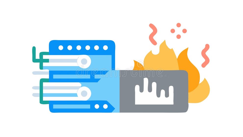 Server Room Fire, Data Center Security Threat, Vector Design Generative ...