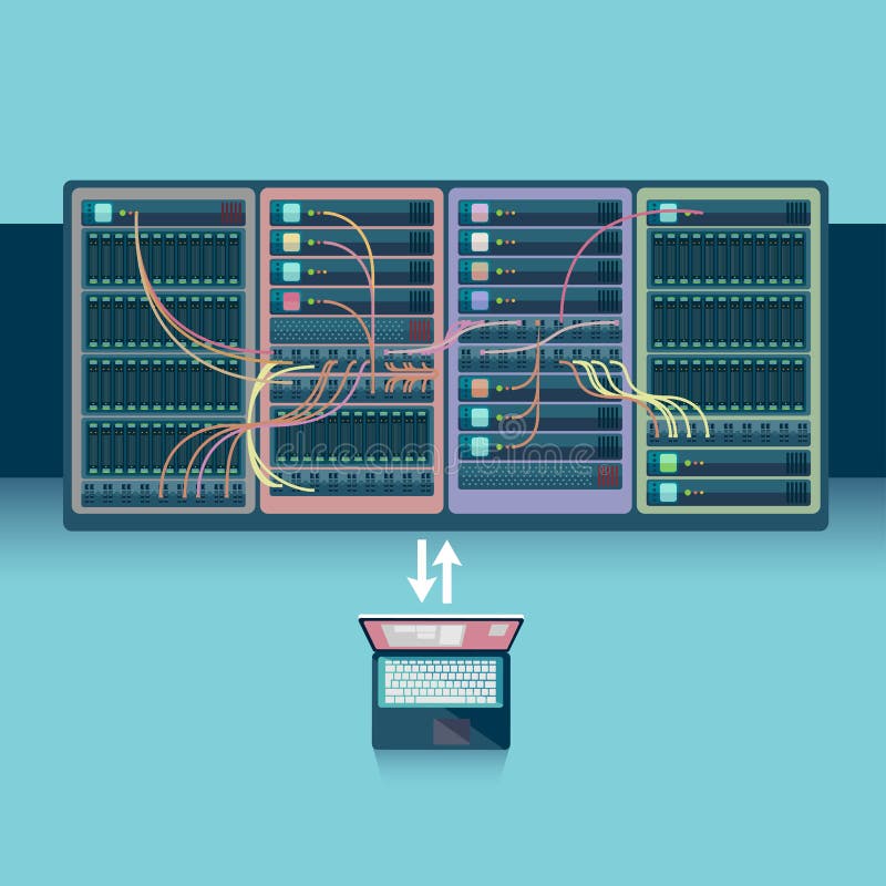 Server room. Flat design stock vector. Illustration of notebook - 228360768