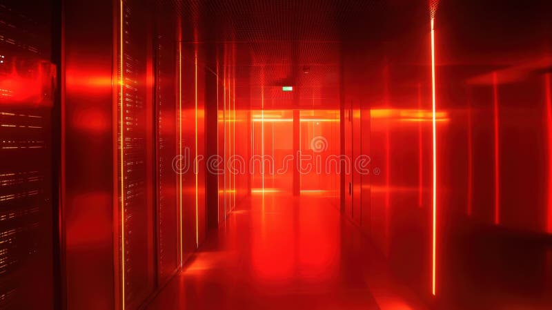 Server Room Glowing Red Showing Cyber Security Threat Stock Photo ...